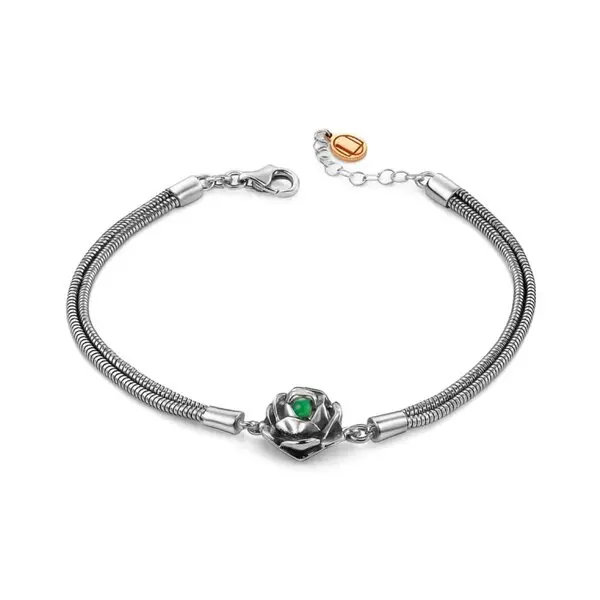 UNALOE Blackstar Bracelet In Sterling Silver With Sapphire - Silver/green