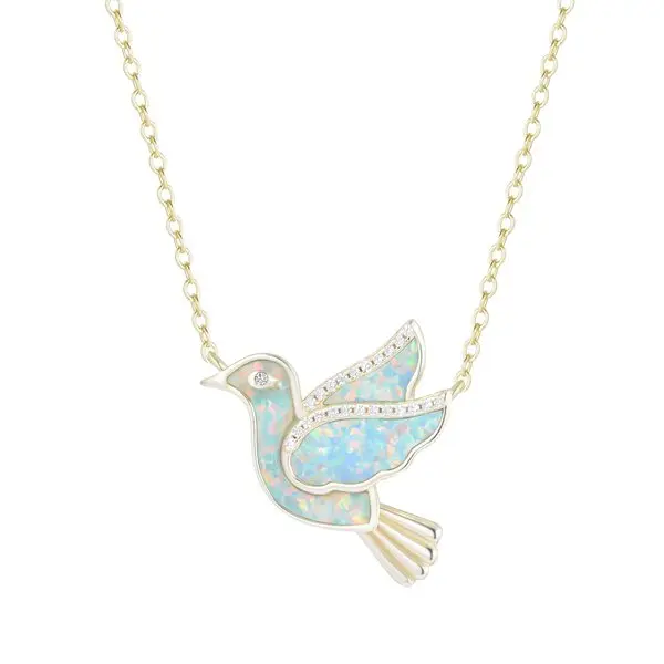 KAMARIA Opal Dove Bird Pendant Necklace - Green