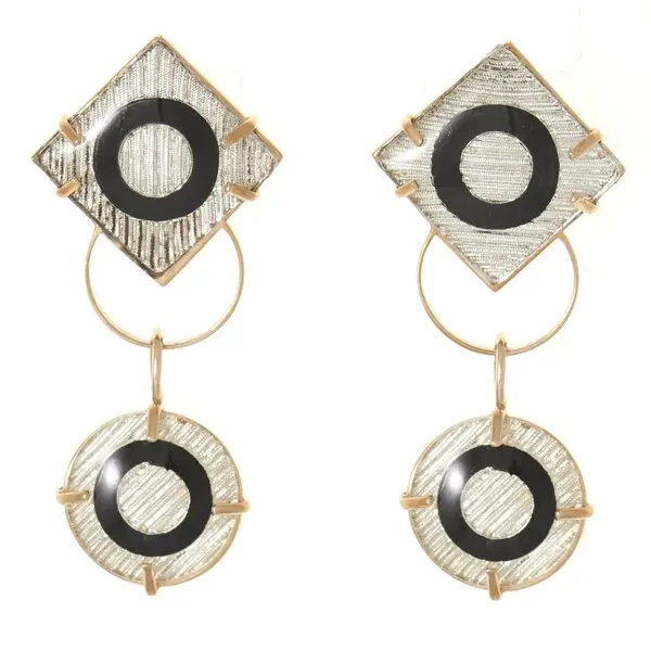 CASTLECLIFF Carlton Dangle Earrings - Gray/white/yellow