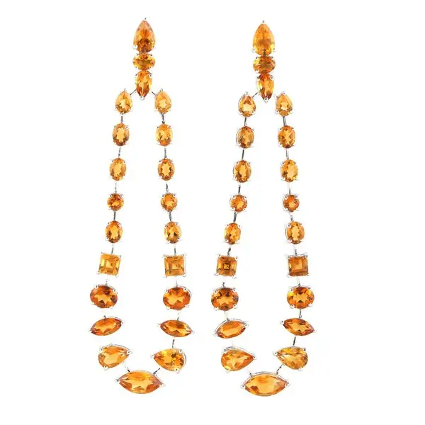 ARTISAN Citrine Gemstone Chandelier Earrings - White