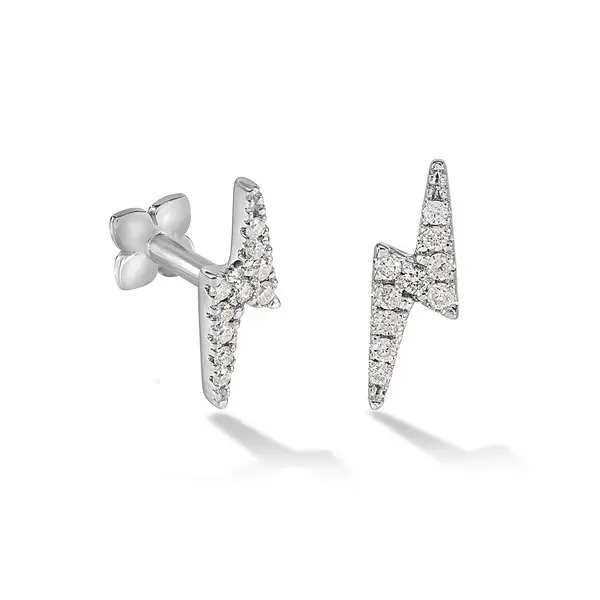 DOWER & HALL 9ct White Gold Lightning Bolt Labret - Silver