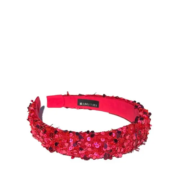 SIMITRI Embroidered Headband - Red/pink
