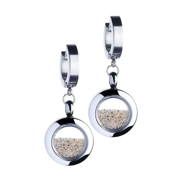 MY LITTLE NATURE Beach Sand Dangle Huggie Earrings - Brown/silver
