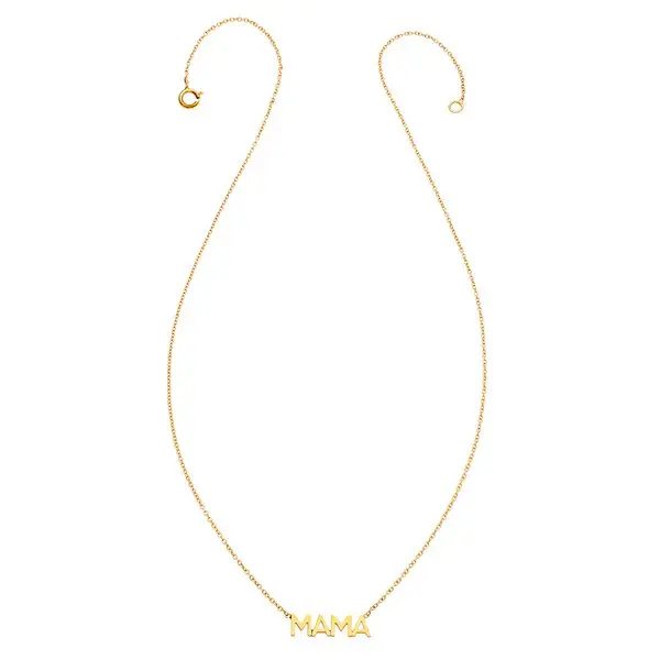 HEATHER HAWKINS Mama Fourteen Karat Yellow Fine Jewelry Block Print Necklace - Gold