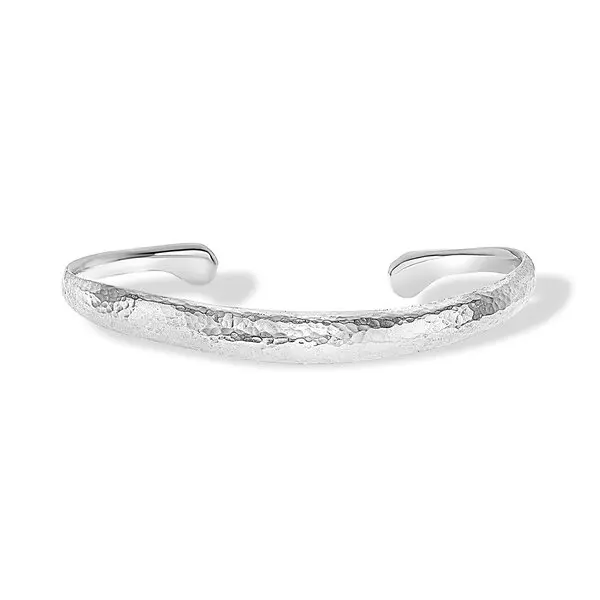 DOWER & HALL Hammered Curved Bangle - Silver
