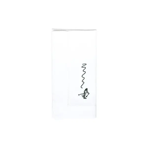DEDE JOHNSTON Skiers Single Embroidered Napkin, Dark - Green