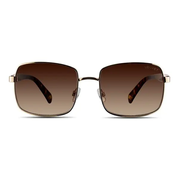 VELVET EYEWEAR Ruby Rectangle Sunglasses - Gold