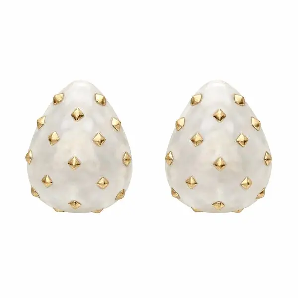 MICHAEL NASH JEWELRY Maristella Mother Of Pearl Studded Hoop Earrings - White