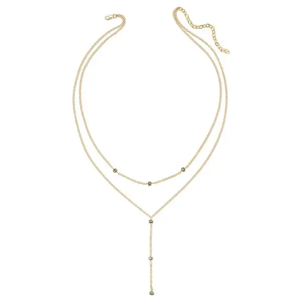 HEATHER HAWKINS Draped Y Necklace With Copper Silverite Gemstones - Gold