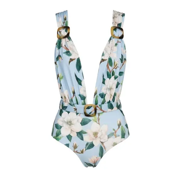 NUR KARAATA Floral Swimsuit - Blue