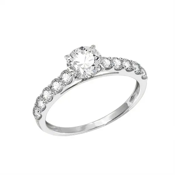 DIAMONBLISS Silver Plated Round Cut Bridal Ring With Swarovski - White