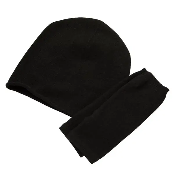 COVE Cashmere Beanie & Wrist Warmer Set - Black
