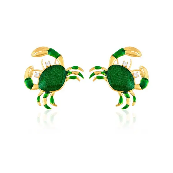 MILOU JEWELRY Crab Earrings - Green