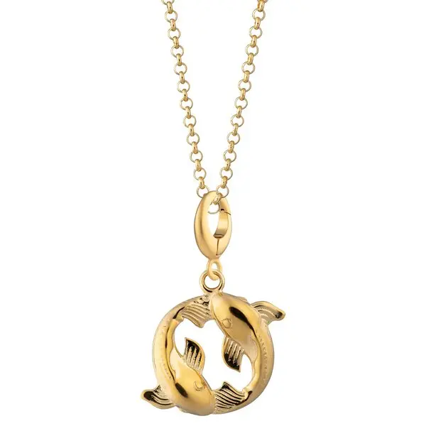 LILY CHARMED Plated Koi Fish Pisces Zodiac Charm Necklace - Gold