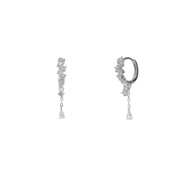 SPERO LONDON Dripping Huggie Drop Earrings - Silver
