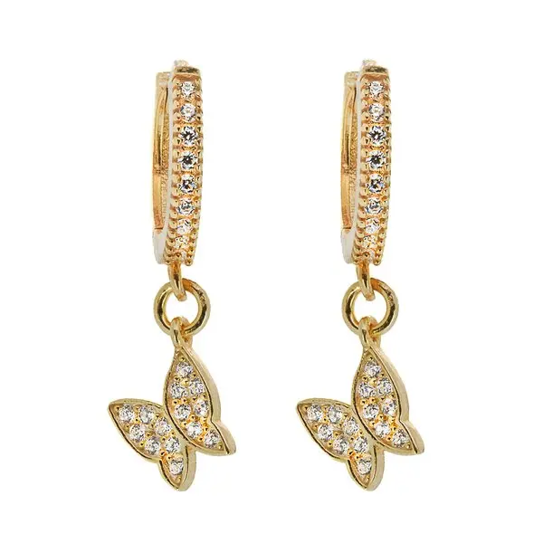 EBRU JEWELRY Freedom Butterfly Vermeil & Diamond Earrings - Gold