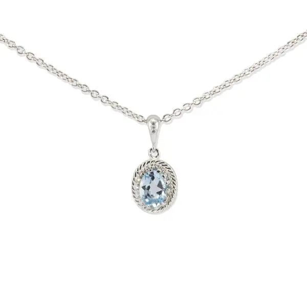 VINTOUCH ITALY Sky Blue Topaz And Zirconia Pendant Necklace - Blue/silver