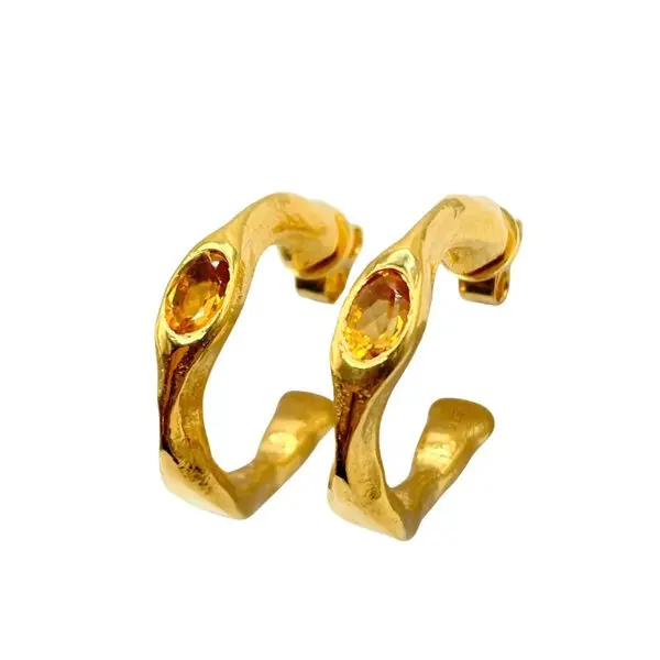 AMY DELSON JEWELRY Harlow Orange Citrine Vermeil Hoop Earrings - Gold