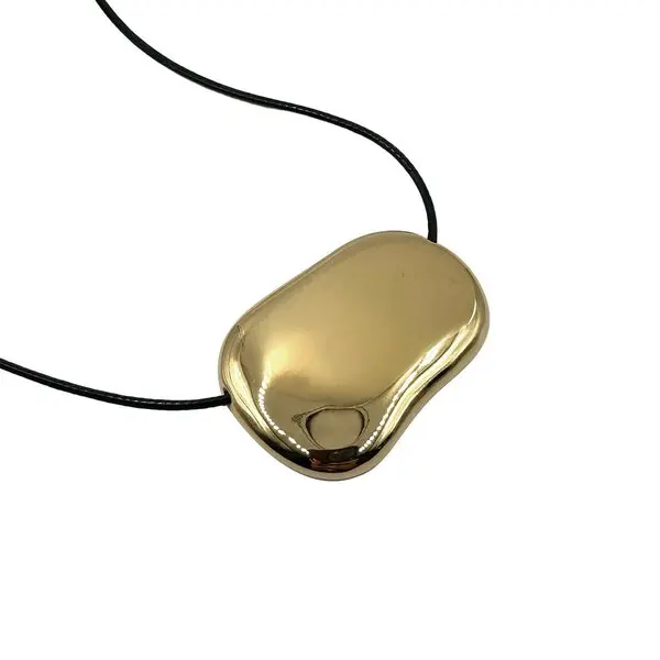 OUTOFOFFICE Structural Pendant Cord Necklace - Black/gold