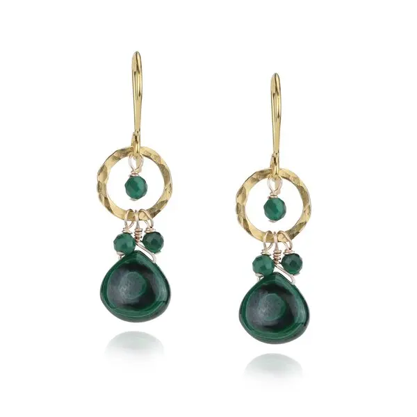 MOUNIR LONDON Malachite And Gold Drop Earrings - Green