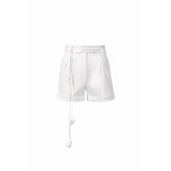 LITA COUTURE Satin Viscose Shorts With Rosettes