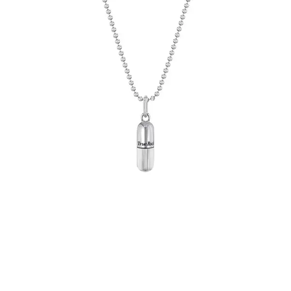 TRUE ROCKS Solid Sterling Pill Pendant Necklace - Silver