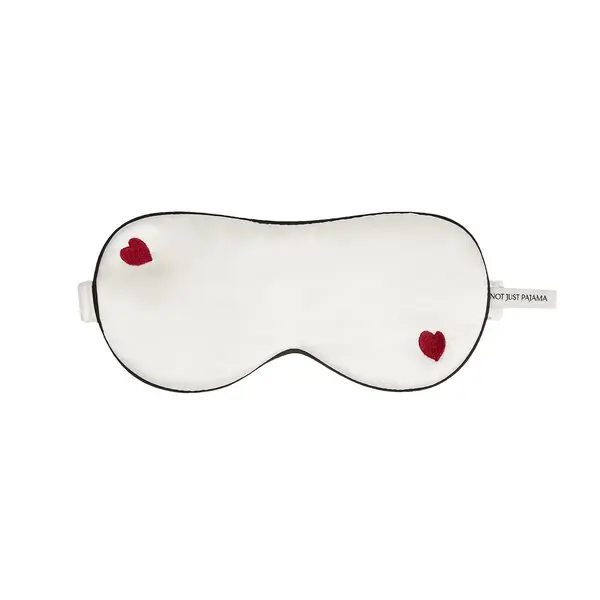 Not Just Pajama Little Heart Silk Sleeping Eye Mask - White