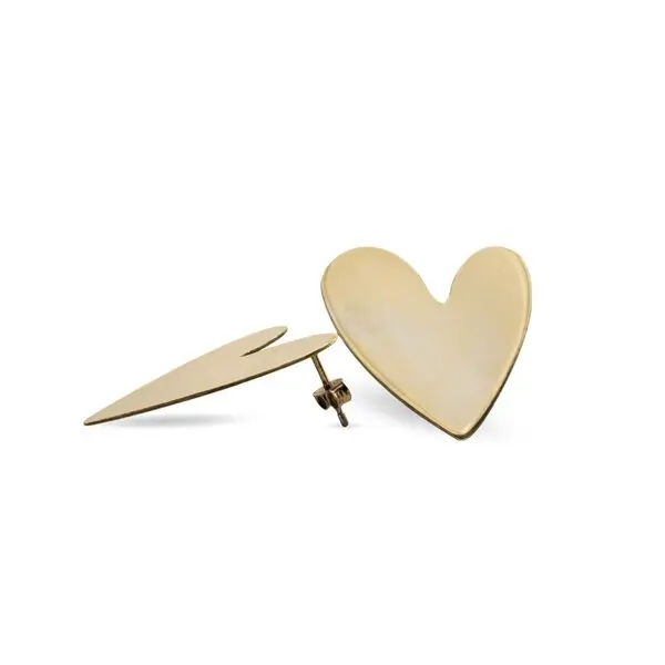 SILVER MOON Sterling Silver Heart Earrings - Gold
