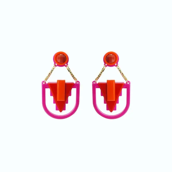 GISSA BICALHO Acrylic Arrow Dangle Earrings - Red/yellow