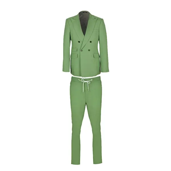DAVID WEJ Hugo Linen Double Breasted Suit Emerald