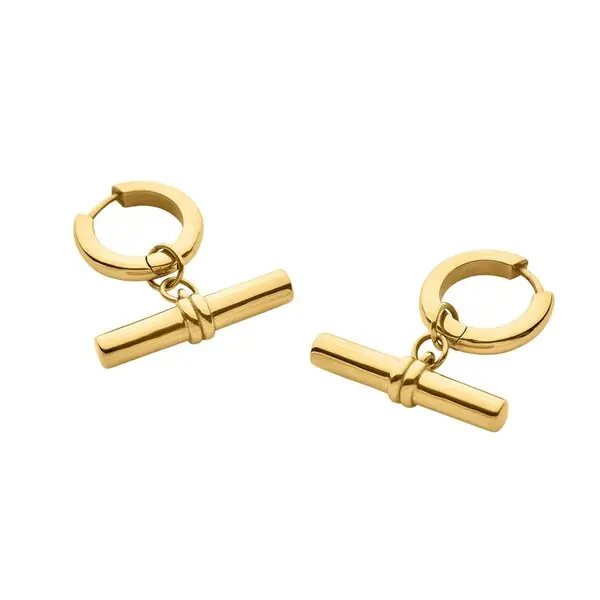 BERMUDA WATCH COMPANY Maivelle Madison T-bar Huggie Hoop Earrings - Gold