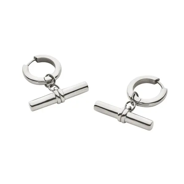BERMUDA WATCH COMPANY Maivelle Madison T-bar Huggie Hoop Earrings - Silver