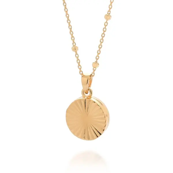 NELLOU JEWELLERY Aura Round Locket Necklace - Gold