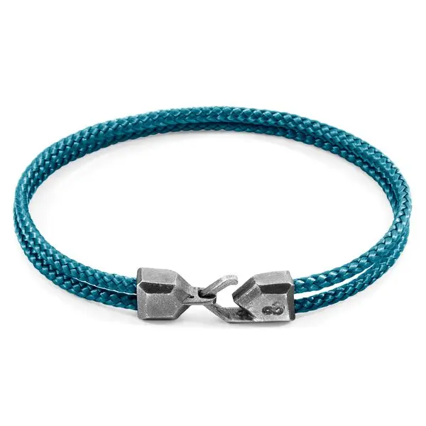 ANCHOR & CREW Ocean Cromer Silver And Rope Bracelet - Blue
