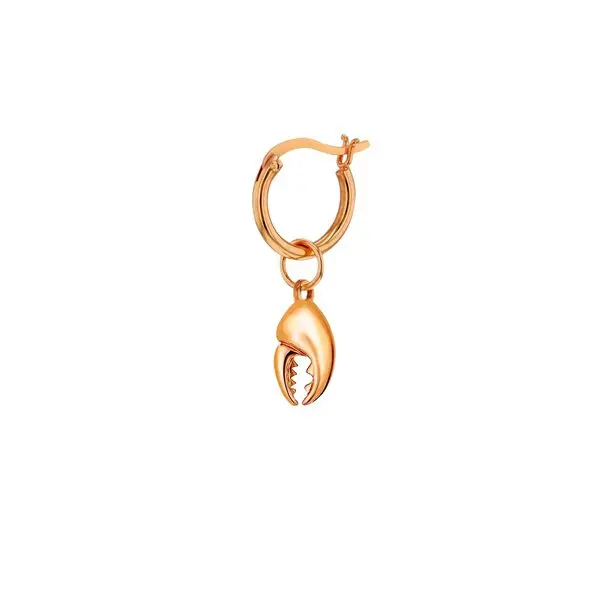TRUE ROCKS 18kt -plated Crab Claw Charm Hoop Earring - Rose Gold