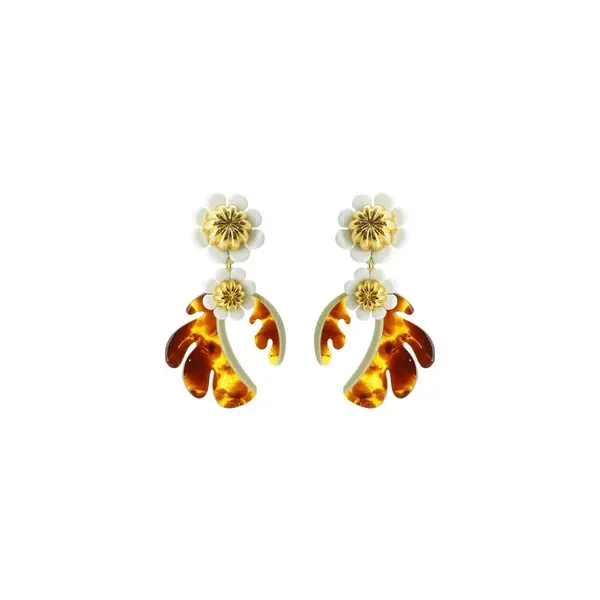 GISSA BICALHO Cosmos Flower Earrings - Brown