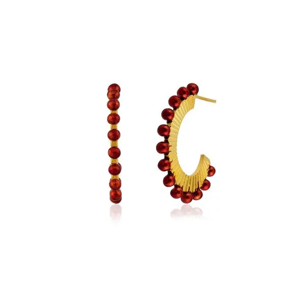 MILOU JEWELRY Oval Hoop Earrings - Red