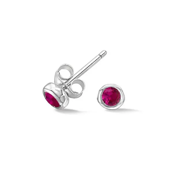DOWER & HALL Ruby Single Dewdrop Stud Earrings - Red