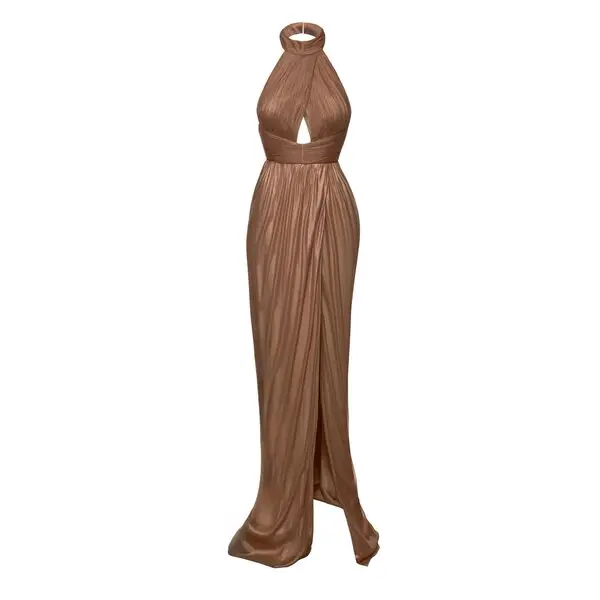 BENEDETTO Silk Backless Gown With Cutout