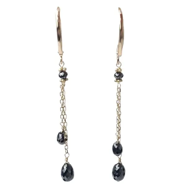RAHUL'S JEWELS Black Diamond Lariat Earrings - Black/yellow