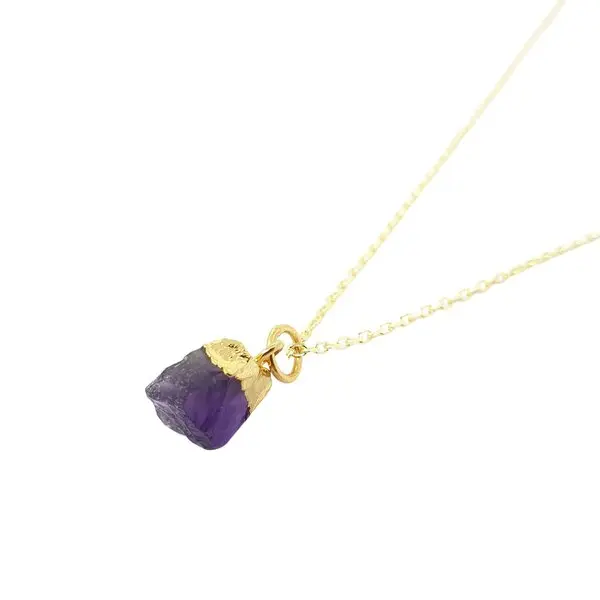 HARFI Raw Amethyst Gold Plated Necklace - Gold/yellow