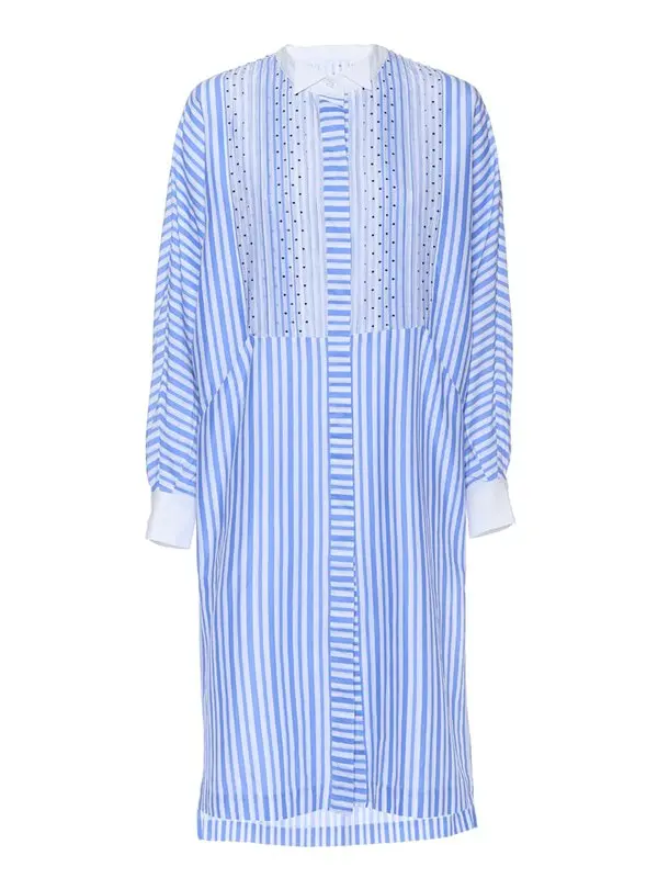HELENE GALWAS Striped Blouse Dress - Blue/white