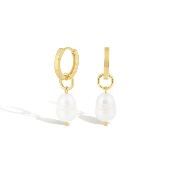 FORMATION CO. JEWELLERY Gaia Pearl Hoop Earrings - Gold