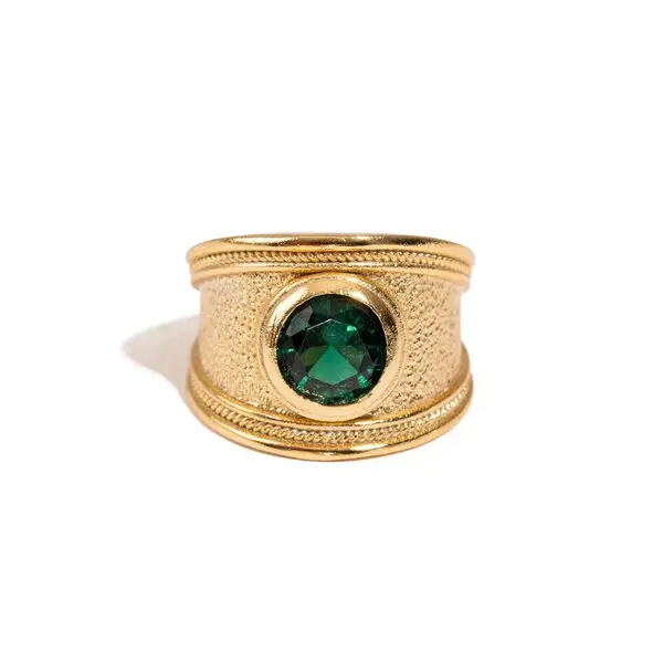 EBRU JEWELRY Emerald Gold Statement Ring - Gold/green