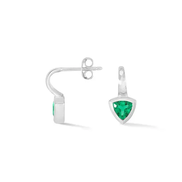 DOWER & HALL Green Garnet Trillion Hoop Earrings - Silver/green