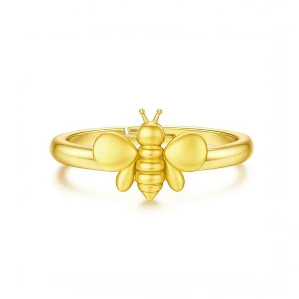 UNALOE Sterling Silver Plated Bee Adjustable Ring - Gold