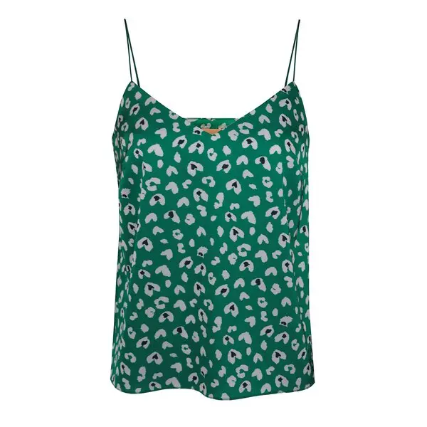 2KSTYLE Animal Print Satin Effect Camisole - Green