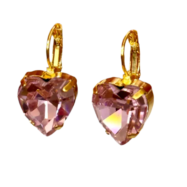 LAURA GRAY Crystal Heart Stud Earrings - Pink