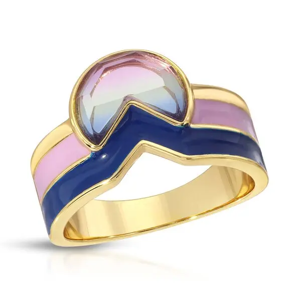 GLAMROCKS JEWELRY Tequila Sunrise Enamel Cigar Band Ring - Yellow