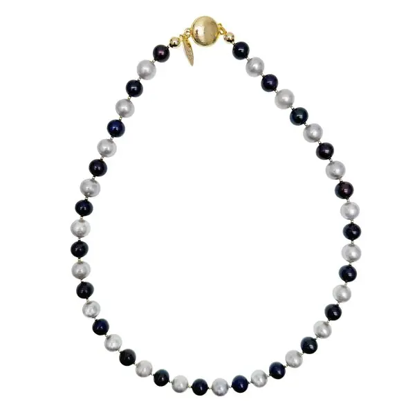 FARRA Pearl Necklace - Black/grey